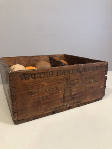 Antique Walter Baker Breakfast Chocolate Cocoa Wood Display Box Crate ...
