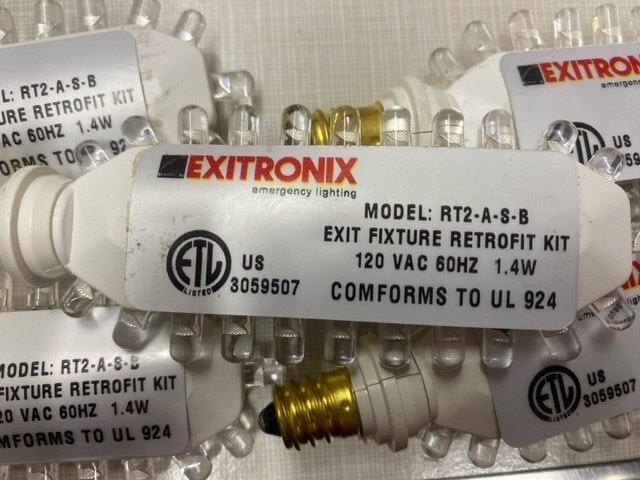 EXITRONIX. RT2-A-S-B. RED LED RETRO FIT BULBS FOR EXIT LIGHTS- Lot of 7 ...