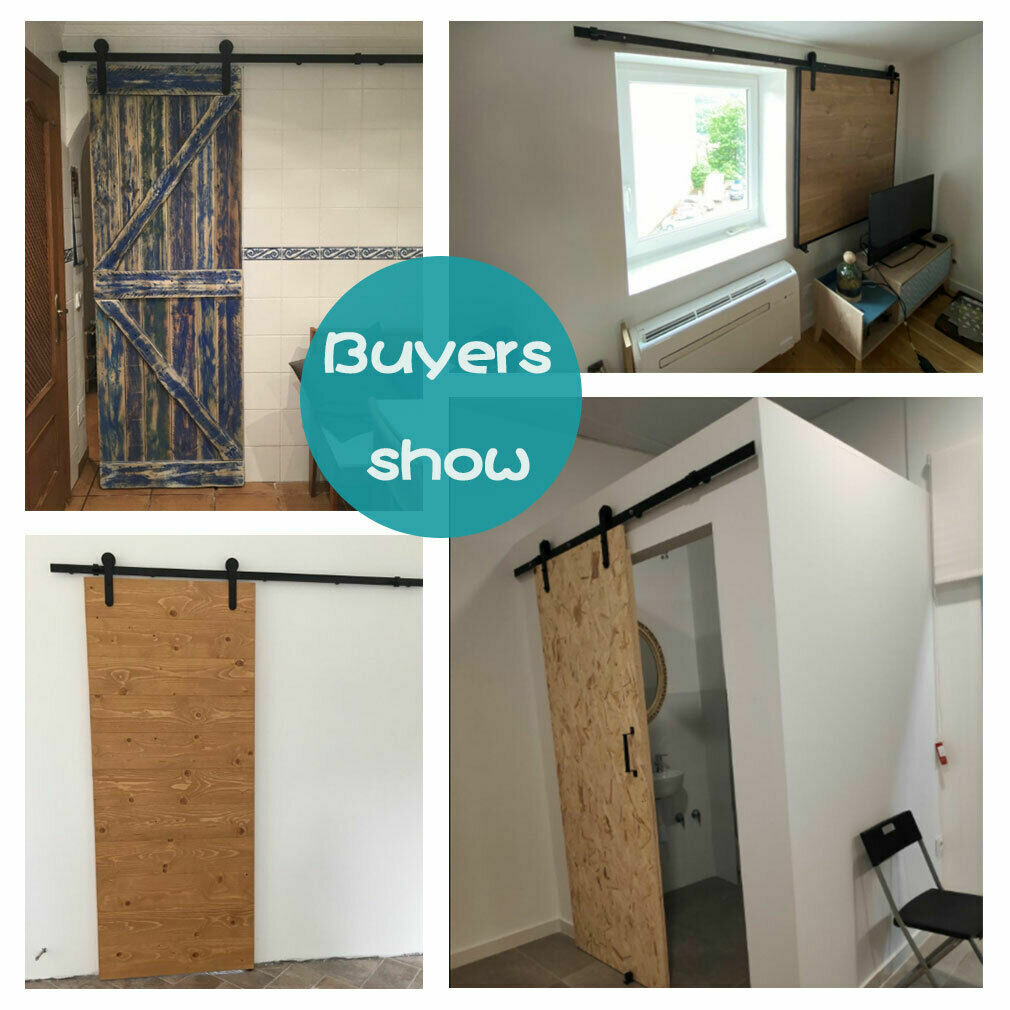 5-20FT Steel Sliding Barn Door Hardware Kit Track Closet Adjustable ...