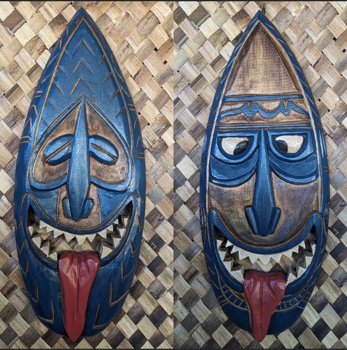 Adventureland Enchanted Wooden Tiki Room Mask Wall Plaque Set of 2- 24 ...