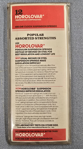 New Old Stock Horolovar 400-Day Clock Pendulum Suspension Springs ...