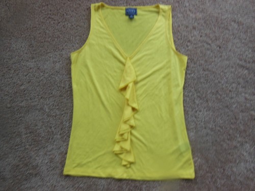 WOMEN CHAPS YELLOW RUFFLE TANK TOP SHIRT SZ M | eBay