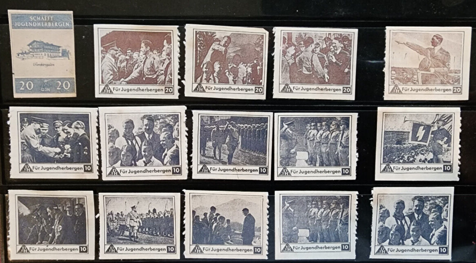 Nazi Germany Third Reich stamps set Adolf Hitler visit youth BDM camp ...