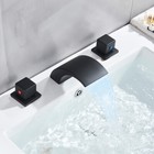 Matte Black LED Waterfall Widespread Bathroom Basin Sink Faucet 2 ...