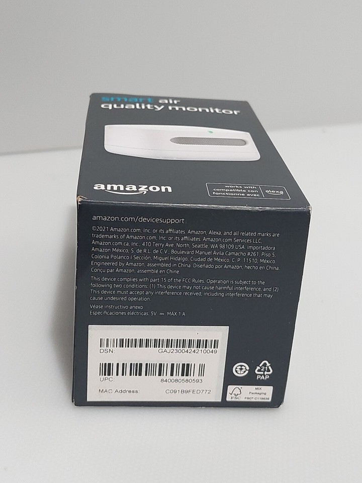 Amazon Smart Air Quality Monitor – Know your air, Works with Alexa NEW ...