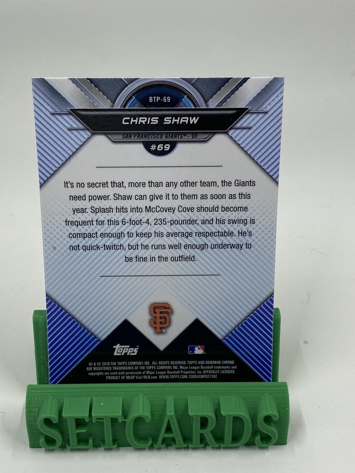 2018 Bowman Bowman Scouts Top 100 Chris Shaw #BTP-69 Giants Baseball ...