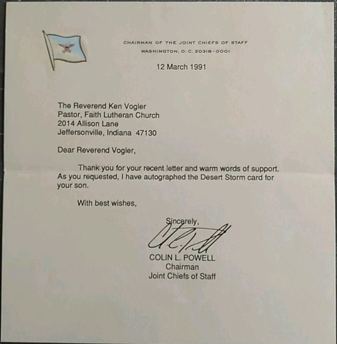 COLIN POWELL Signed Letter (7×7) On Joint Chiefs Of Staff Letterhead ...