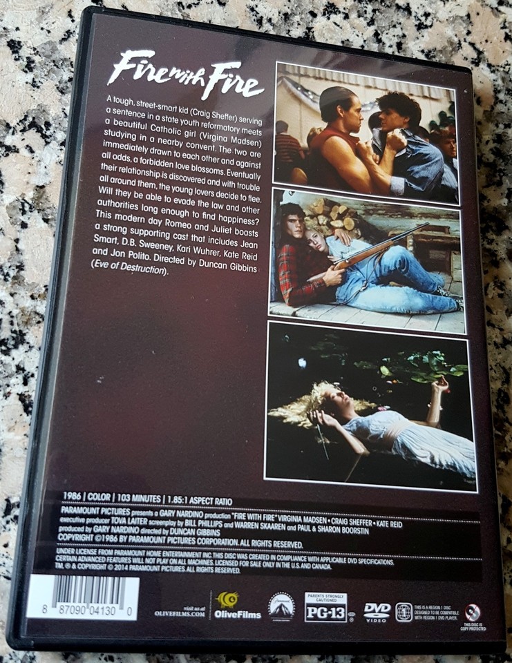 FIRE WITH FIRE 1986 RARE DVD Virginia Madsen Craig Sheffer Kate Reid ...