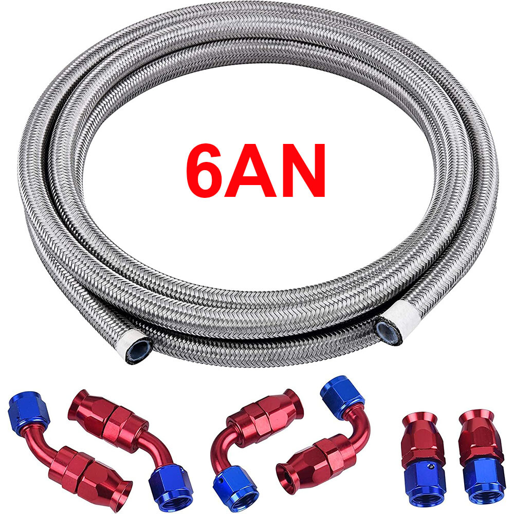 EVIL ENERGY 6AN Fuel Line Kit, AN6 Braided Nylon Fuel Hose PTFE 10FT ...