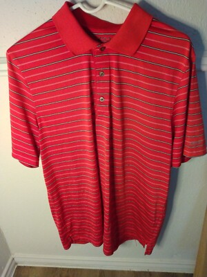 Izod Men's Polo Shirt Red Striped Large SS | eBay