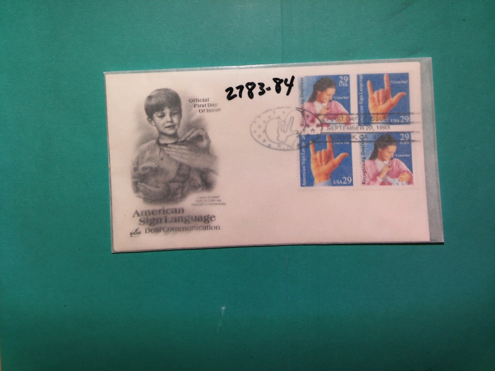 U. S.Stamp FDC- 2783-84 - Am. Sign Language - ArtCraft cachet- comb ...