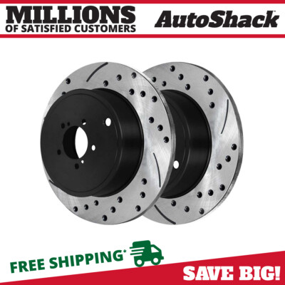 Rear Drilled Brake Rotors Black Pair 2 for Subaru Outback Forester ...