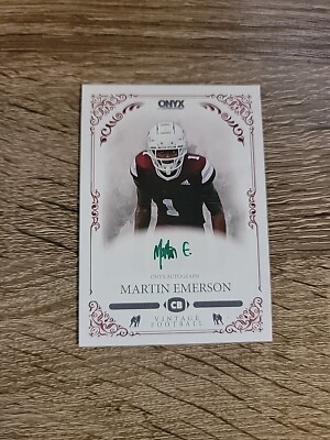 MARTIN EMERSON 2022 ONYX VINTAGE FOOTBALL ON CARD ROOKIE AUTO GREEN INK ...