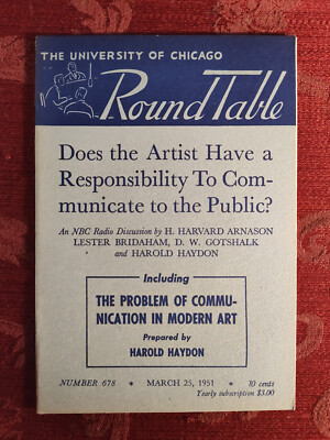 CHICAGO ROUND TABLE March 25 1951 H Harvard Arnason D W Gotshalk Harold ...