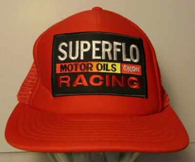 Vintage 1980s EXXON SUPERFLO MOTOR OIL NASCAR RACING PATCH SNAPBACK ...