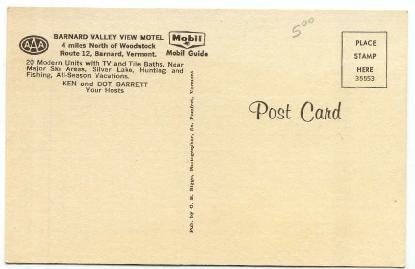 Barnard VT - Barnard Valley View Motel Vintage Postcard Vermont | eBay