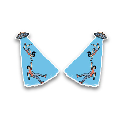 2x Small Funny Alien Abduction Sci-Fi Vinyl Sticker Decals Scrapbook ...