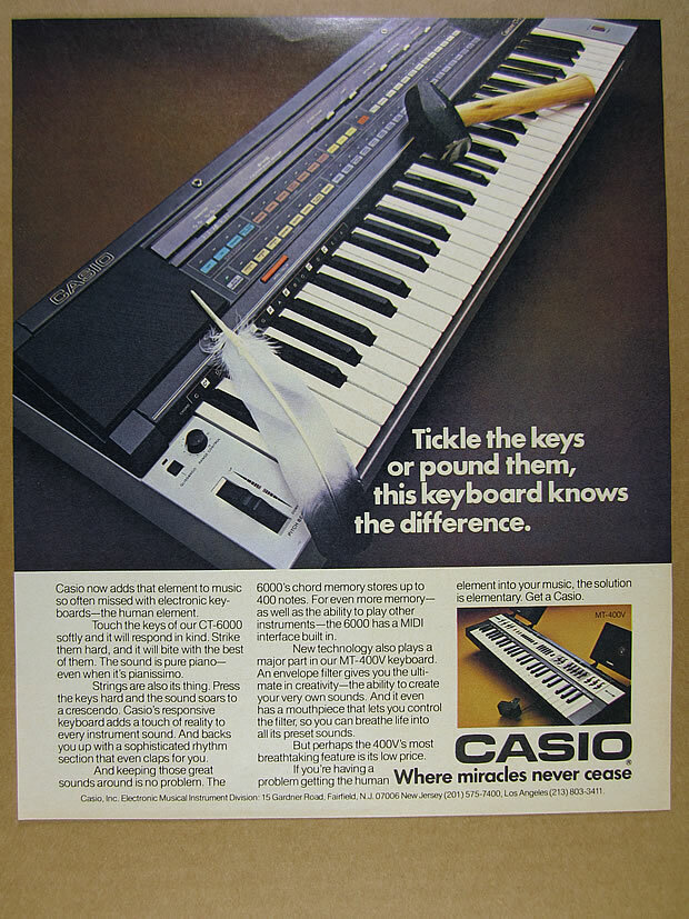 1985 Casio Casiotone CT-6000 & MT-400V Keyboards photo vintage print Ad ...