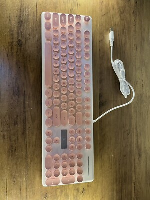 Surmen V300 Retro Mechanical Wired Gaming Keyboard - Pink White Light ...