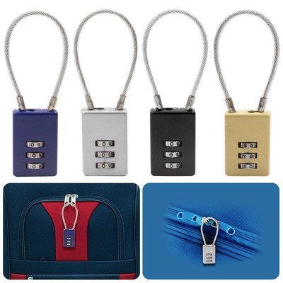 Combination Padlock 3-digit Code Lock Wire Rope Combination Lock ...