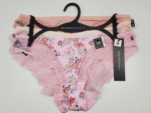 BCBG 3 Pack Women's M-L Back Lace Back Cheeky Panties Beige/Pink/Blush ...