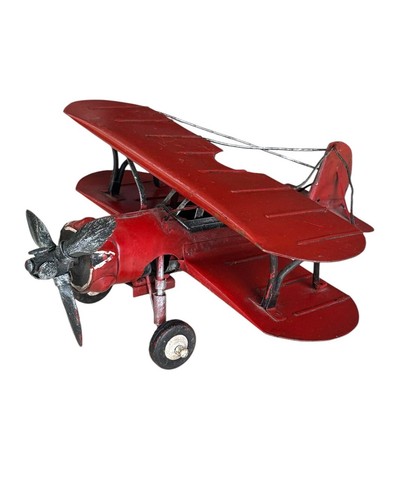 Vintage Pressed Metal Red Biplane F803 | eBay