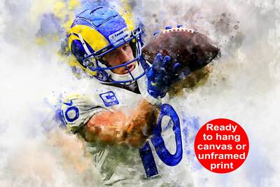 Cooper Kupp watercolor, Los Angeles Rams wall art, LA Rams Cooper Kupp ...