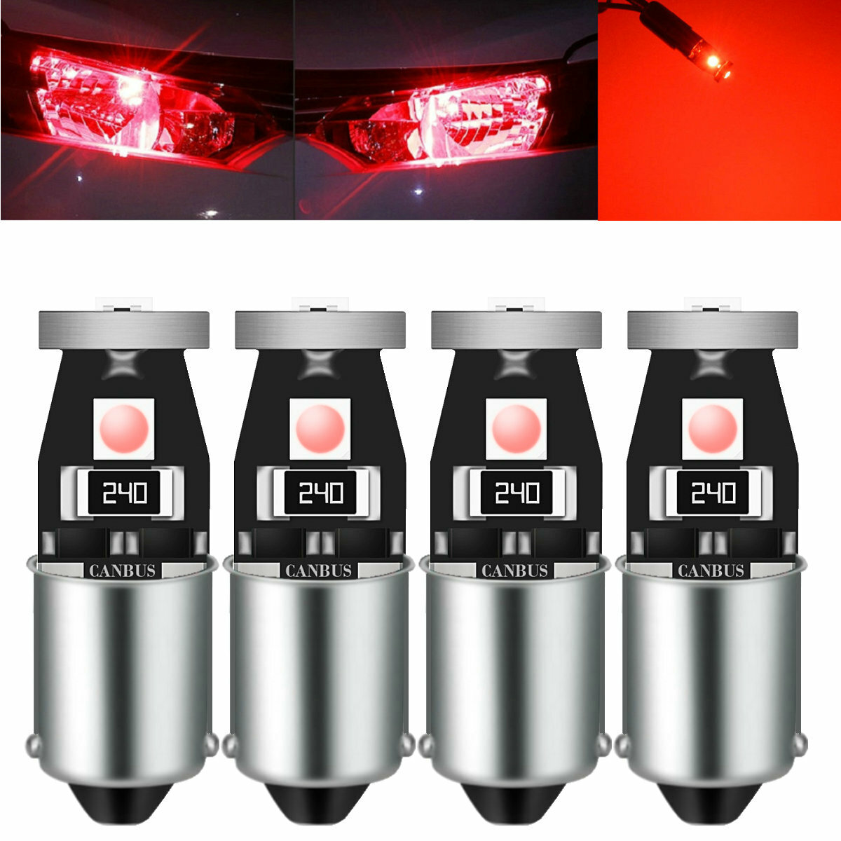 4x Red BA9S T4W T11 233 Car Led interior side Light Bulbs Bayonet Bulb ...