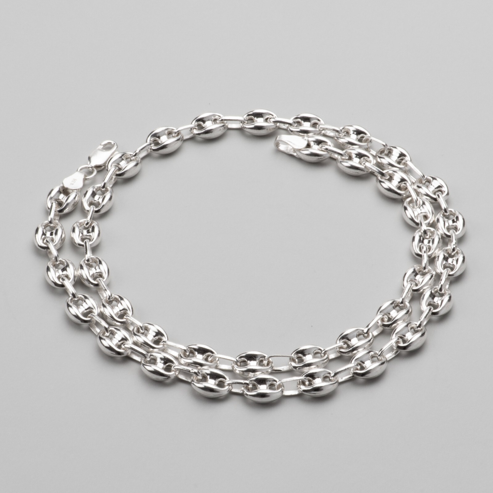 8mm 20'' 0.9oz | 925 Sterling Silver MARINER NECKLACE | Hollow Puffed ...