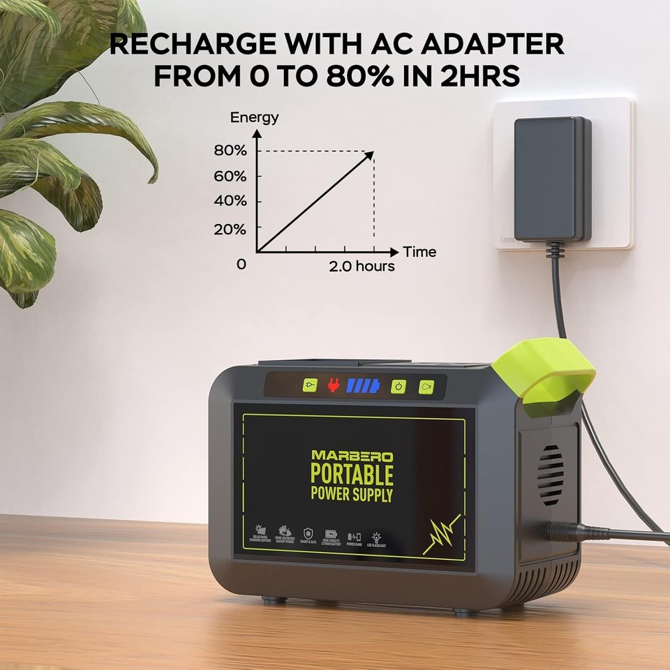 MARBERO Portable Power Station 88Wh Camping Lithium Battery Solar ...