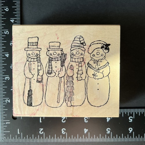 Rubber Stamp Imaginations 4 Snowmen Christmas Winter folk snow family ...