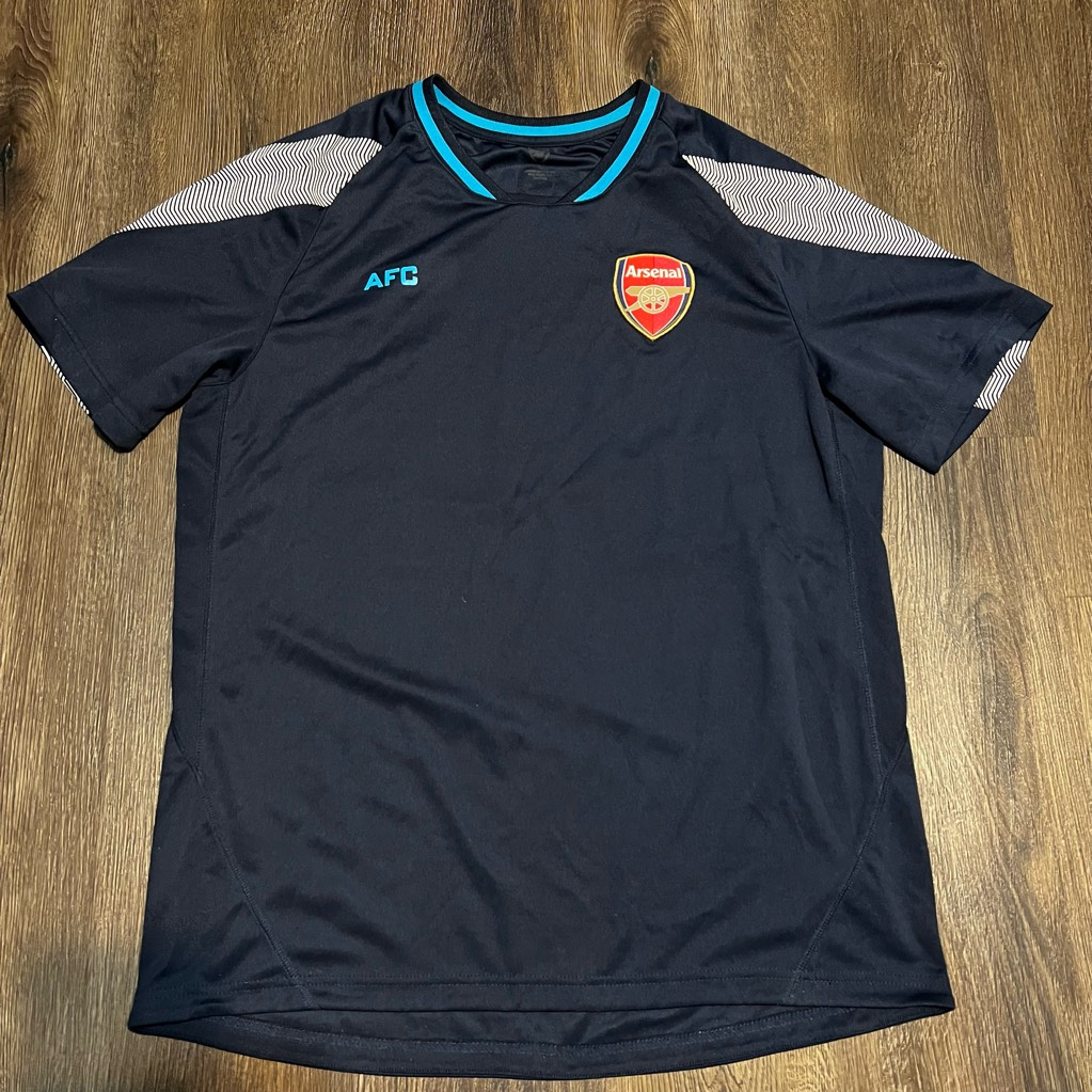 Arsenal Embroidered Patch Logo Mens AFC Black Blue Soccer Jersey L | eBay