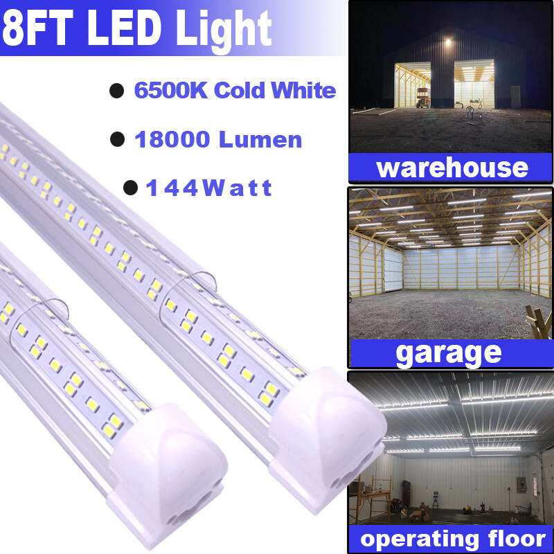 12-48PC Led Tube Light 144W T8 8FT LED Shop Light Fixture 6500K 8 Foot ...