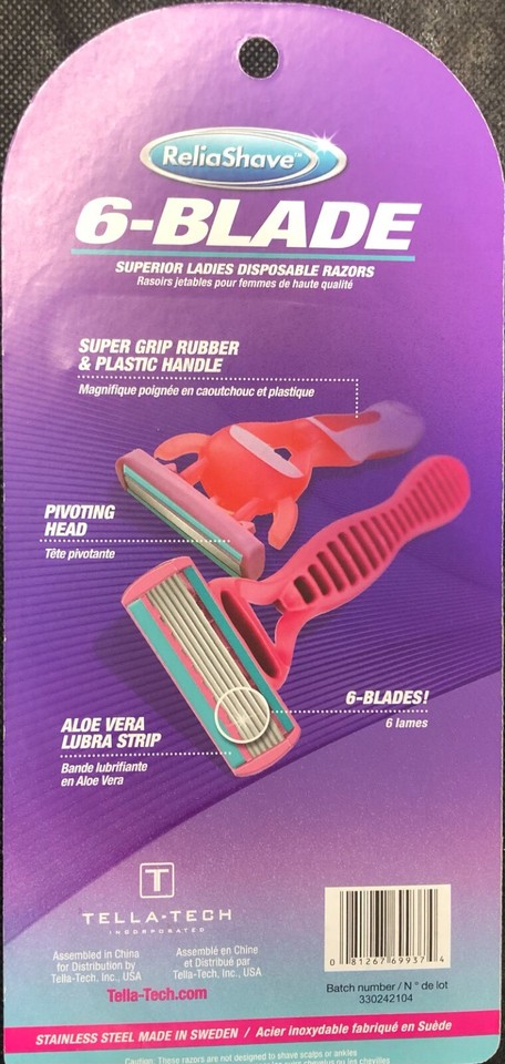 ReliaShave 6-Blade Superior Ladies Disposable Razors- Stainless Steel ...