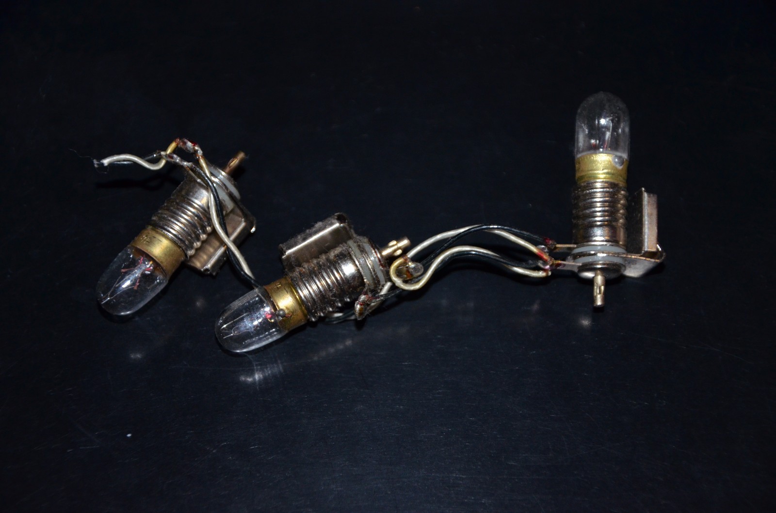 Three vintage Edison E10 bulb sockets with 18V 0.1A bulbs (Dial lamp ...