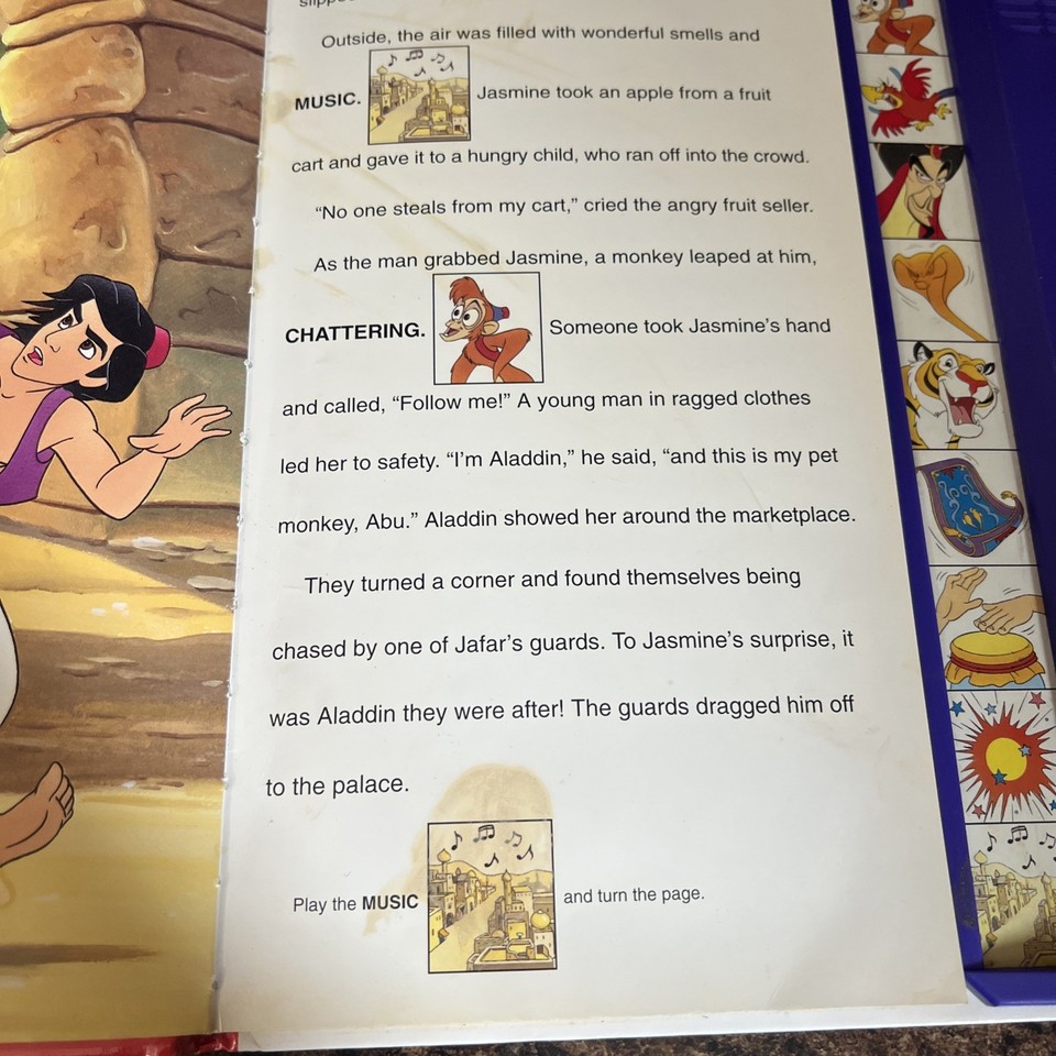 Vintage 1992 Disney Aladdin Golden Sound Story Book Tested & Works ...