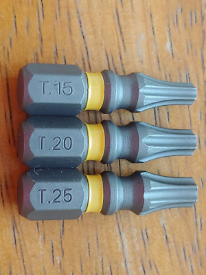 Dewalt Torx Power HIGH TORQUE Impact Rated Drill Bit set T15 T20 T25 ...