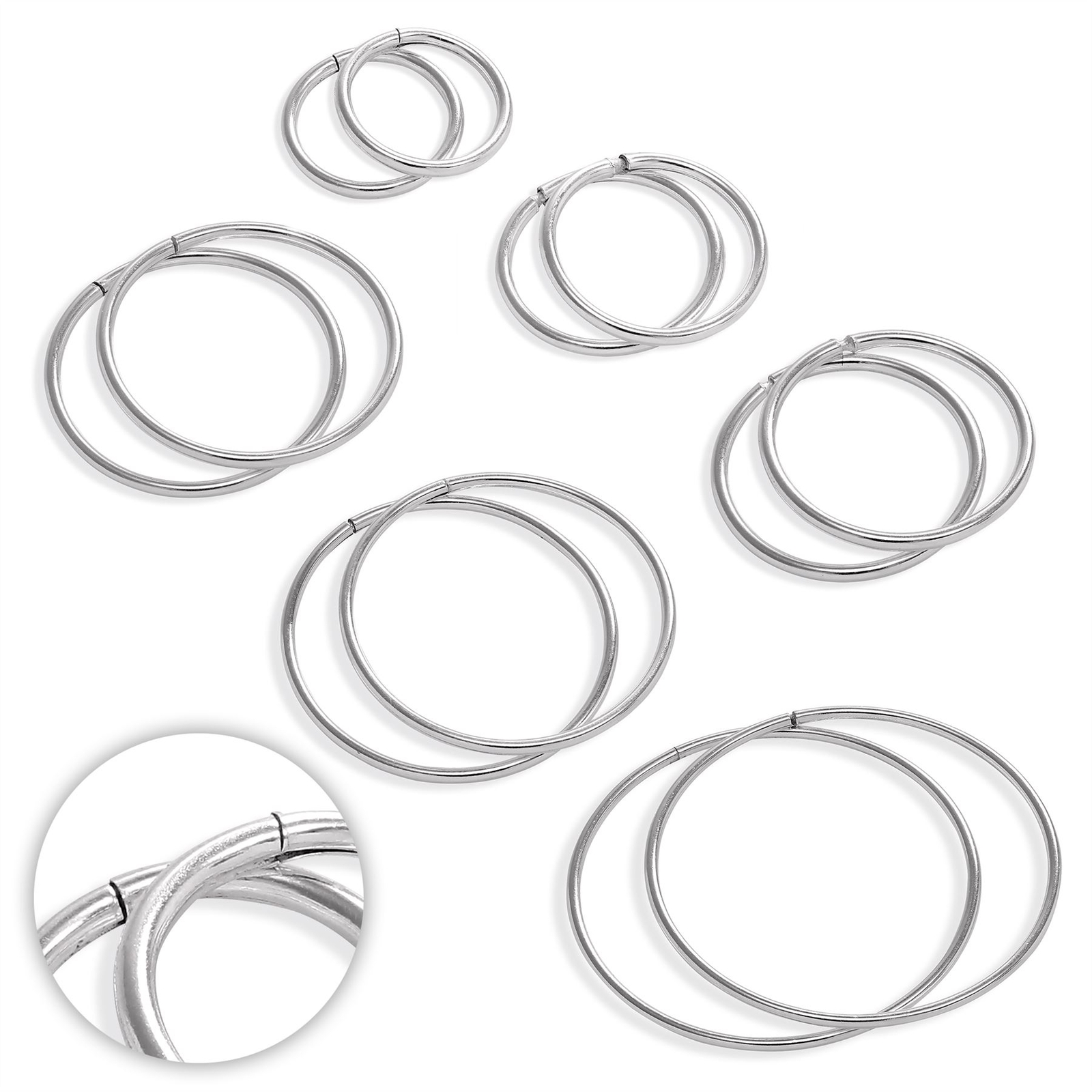 Sterling Silver Lightweight Fine Sleeper Hoop Earrings 8mm - 22mm Hoops ...