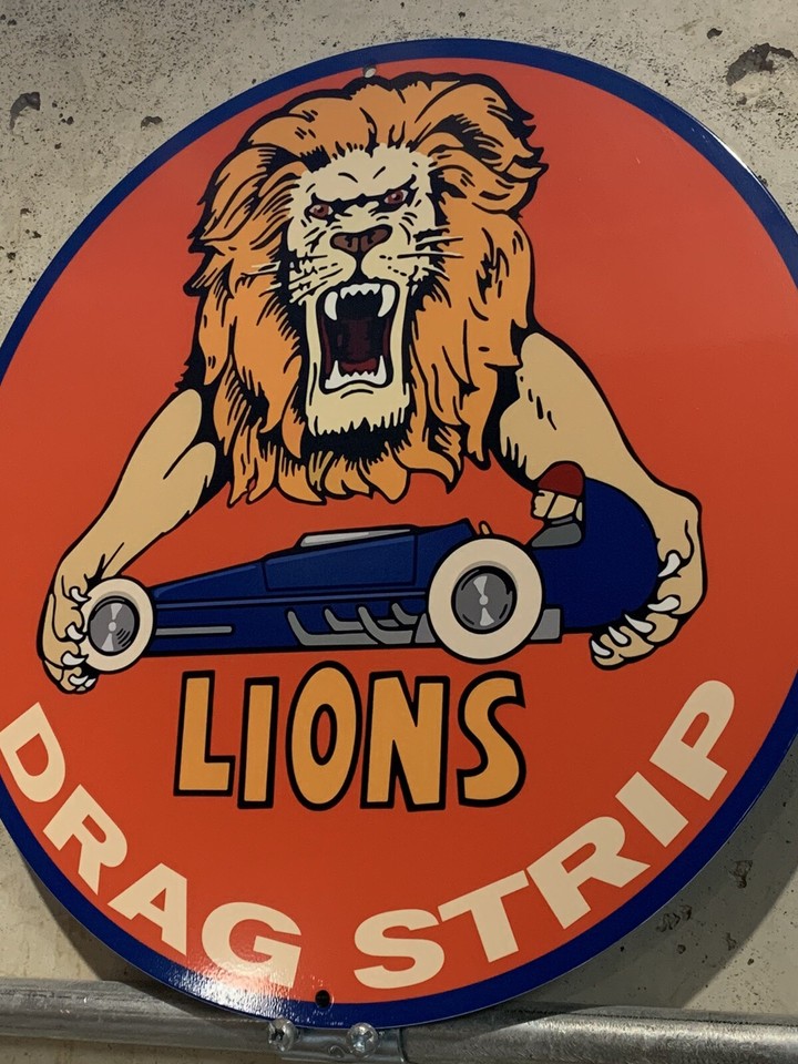 Vintage Style Lions Drag Strip Racing Hot Rod Steel Top Quality Heavy ...