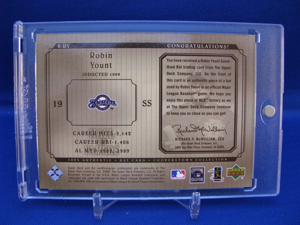 2001 UD Cooperstown Calling "ROBIN YOUNT" Hall of Famers ~ Game-Used ...