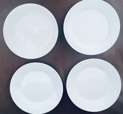 Lot of 4 World Market Solid White Round 8” Rimmed Salad Plates ...