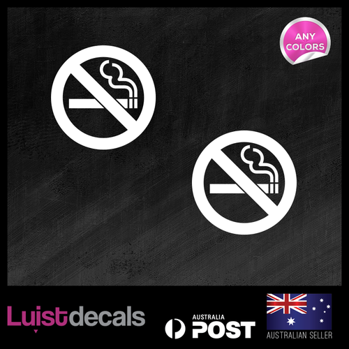 2x No Smoking Window Decals White Vinyl Stickers 90x90mm | eBay Australia