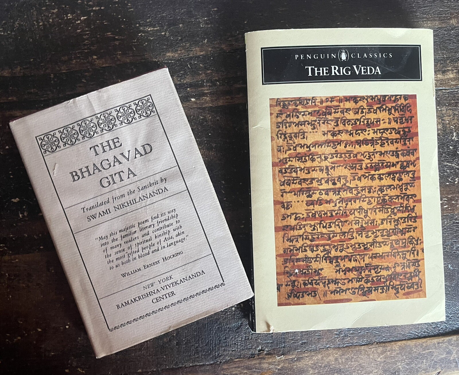 2 Vol The Bhagavad Gita & The Rig Veda Hindu Vedic Book Set | eBay
