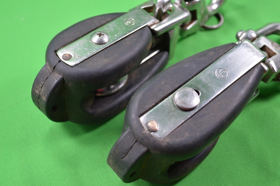 2 Vintage Merriman Bros,MB,7",Snatch Block Snap Tackle Pulley,Nautical ...