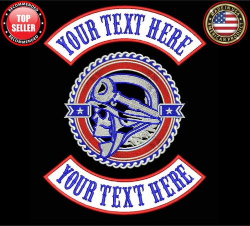 CUSTOM EMBROIDERED 3 pc MC ROCKER PATCH SET TOP BOTTOM CENTER ...