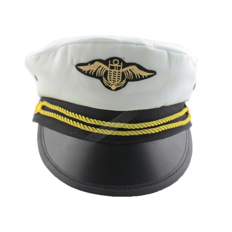 White Yacht Captain Skipper Navy Sailor Boat Cap Hat Costume New | eBay