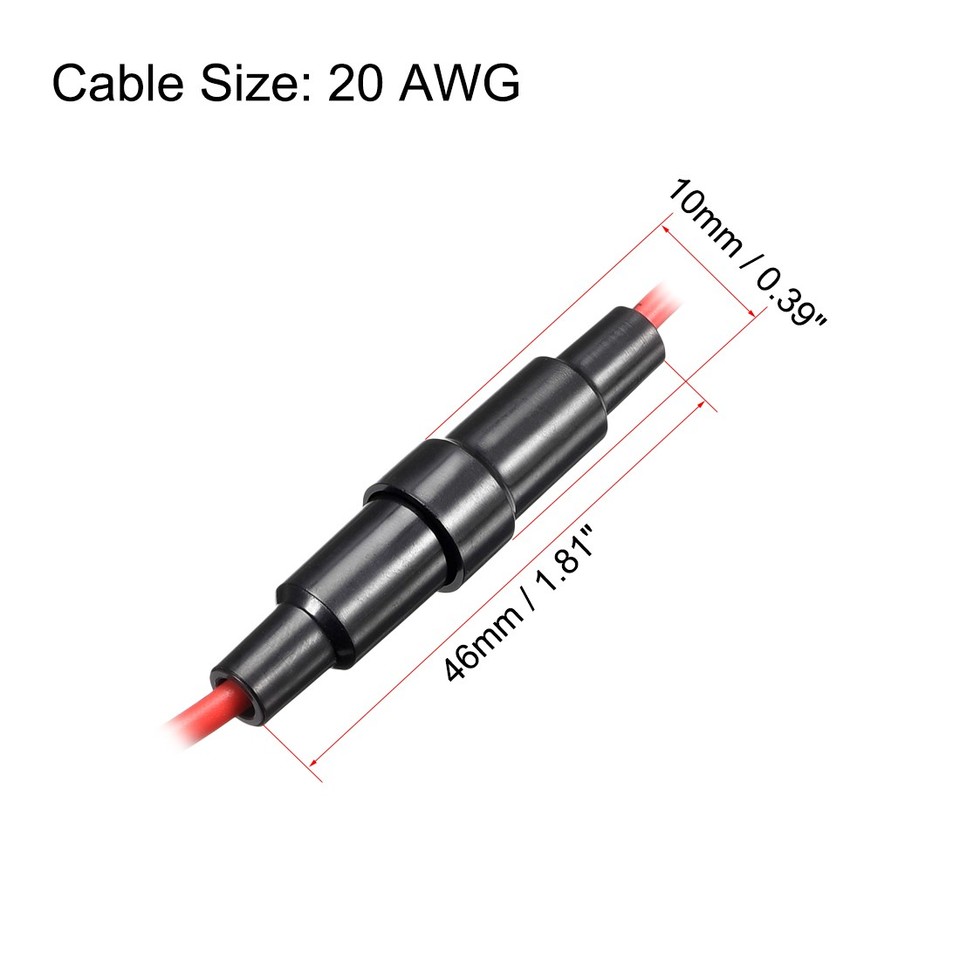 10 Pcs 5x20mm Inline Screw Type Fuse Holder 20 AWG Wire with 20 Pcs ...
