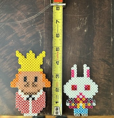 Handmade Perler Bead King & Bunny Character Figures Set, Handcrafted ...