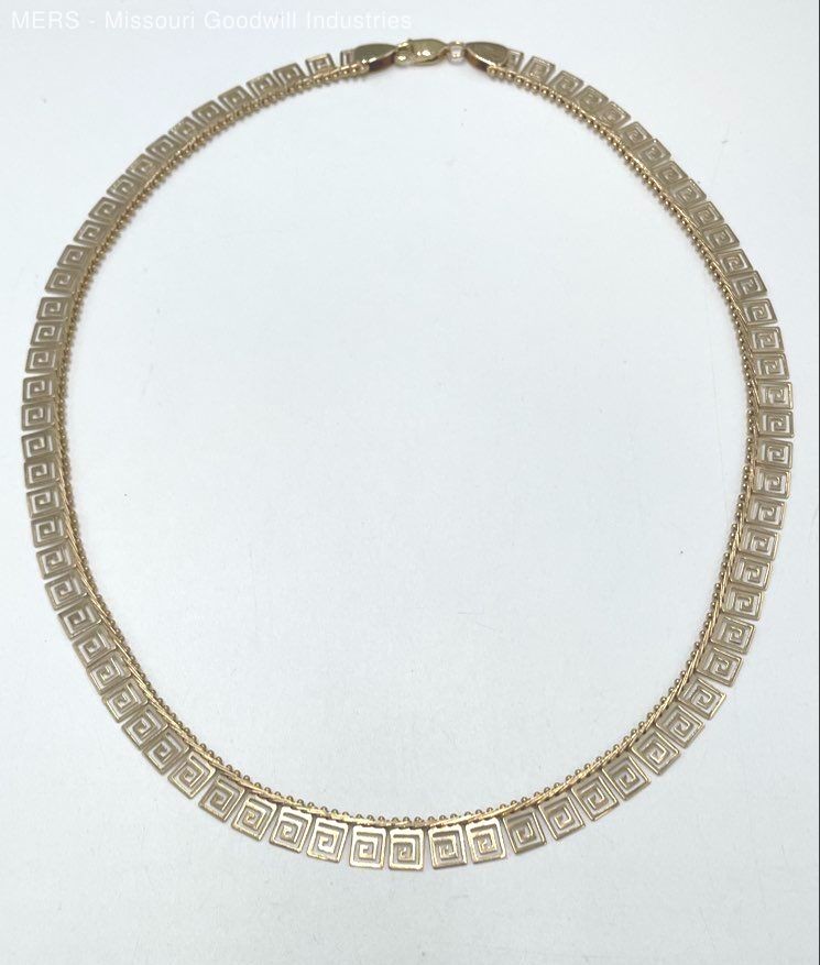 17" 14K Yellow Gold Greek Key Chain Link Necklace - 15.26 Grams | eBay