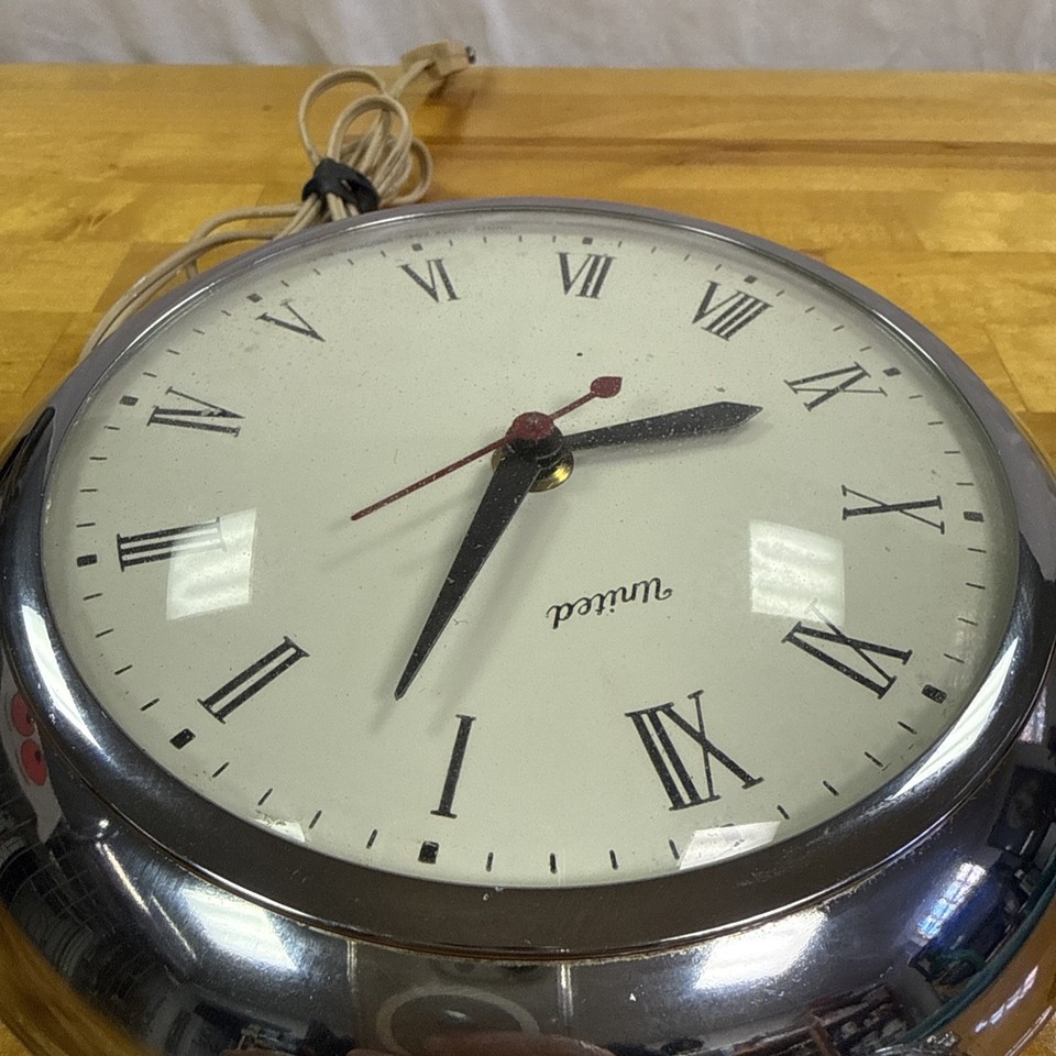 Vintage United Clock Corp Electric Pocket Watch Wall Clock Model 370 ...